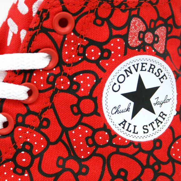 Converse | Shoes | Converse X Hello Kitty Hi Top Sneakers Red Bow New ...